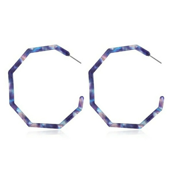 Jewelry | 415 Purple And Blue Acrylic Hexagon Hoops | Poshmark
